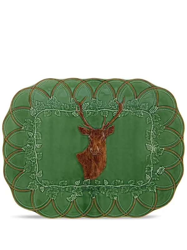 BORDALLO PINHEIRO Bosque' Deer Tray - Green