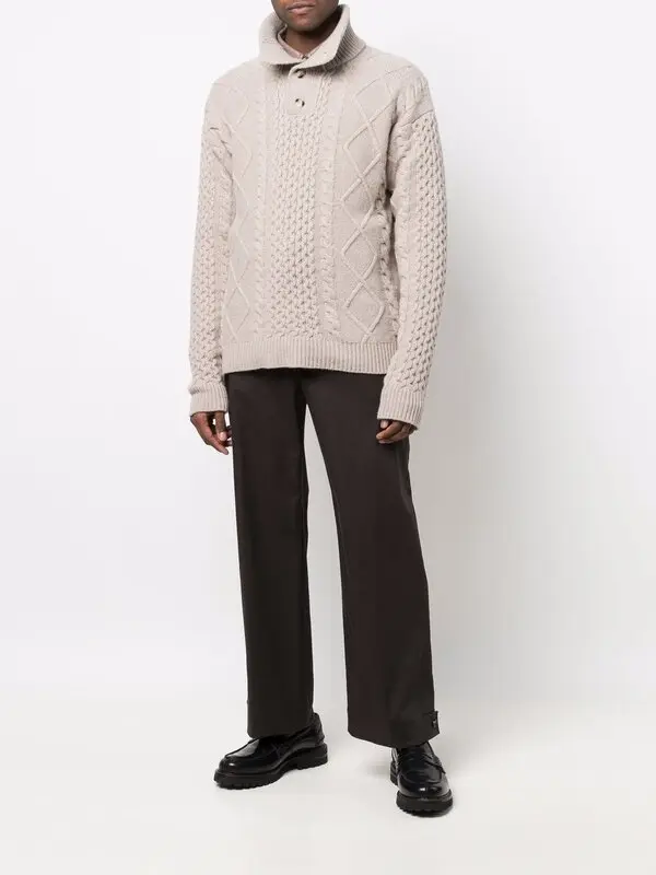 Nanushka Button-collar Cable-knit Jumper