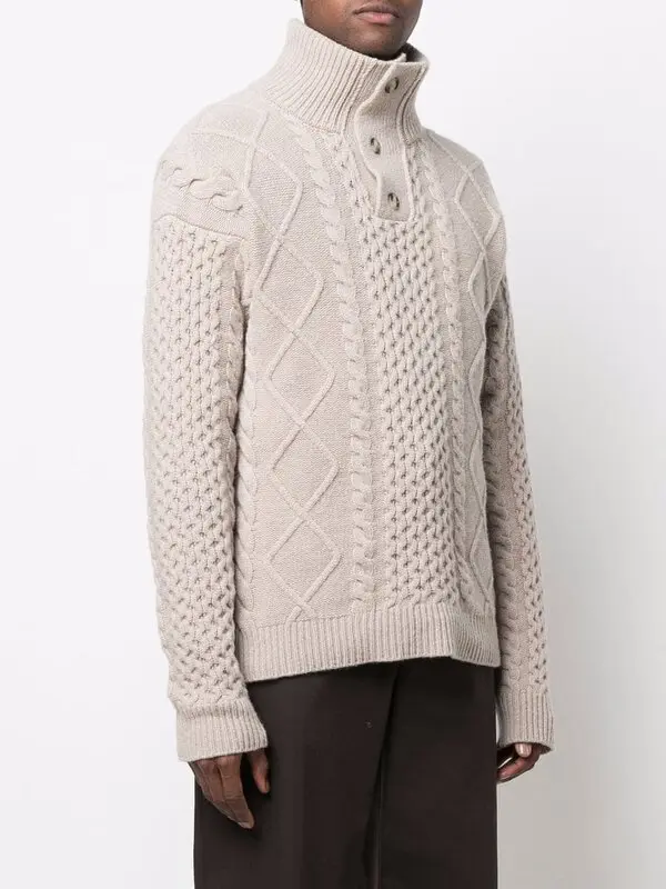 Nanushka Button-collar Cable-knit Jumper