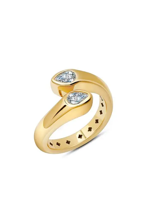 CRISLU Pear-cut Cubic Zirconia Bypass Ring - Gold
