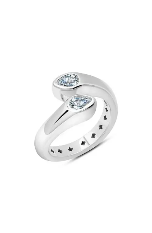 CRISLU Pear-cut Cubic Zirconia Bypass Ring - Platinum
