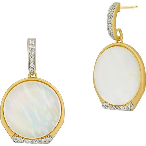 Freida Rothman Iridescent Drop Earrings - Mother Of Pearl/gold/silver