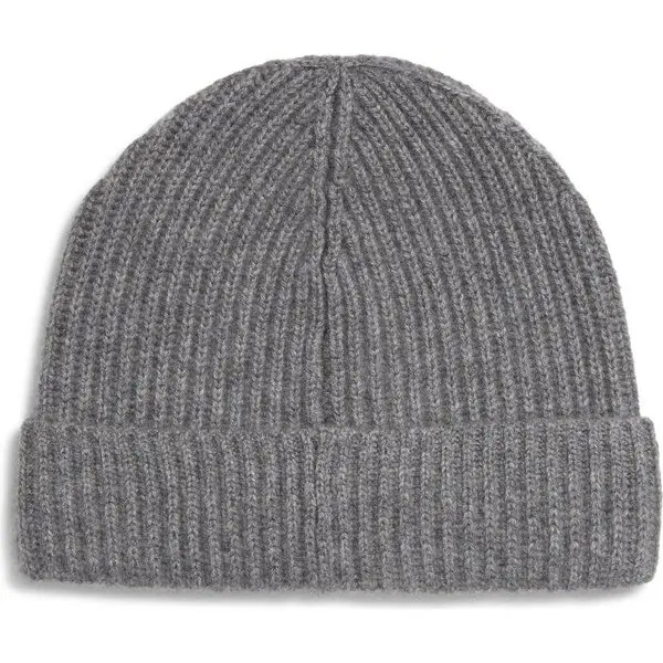 ANDREW STEWART Cashmere Ribbed Beanie - Grey