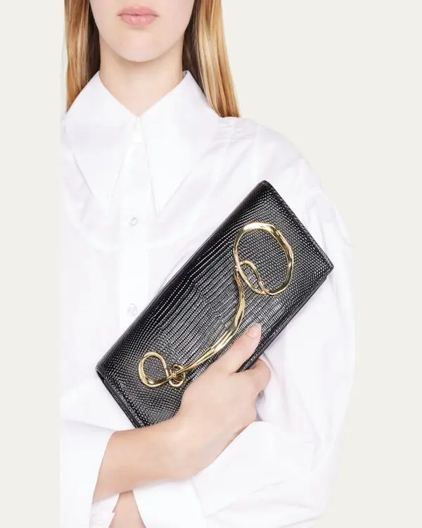 Alexis Bittar Twisted Side Handle Clutch - Black