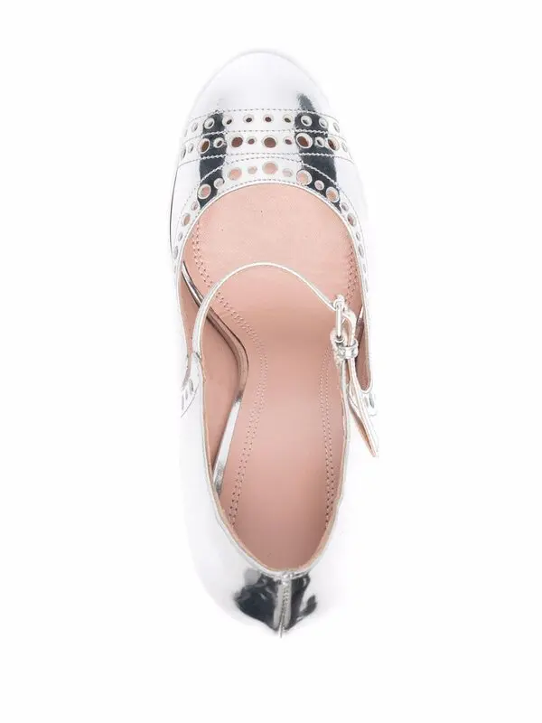 Giambattista Valli Punched Hole Heeled Pumps - Silver