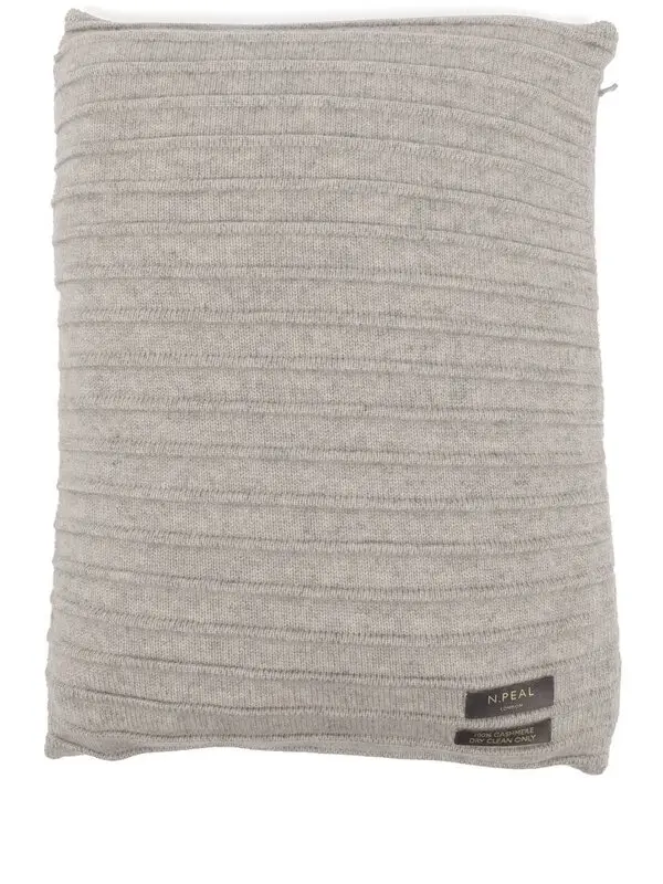 N.peal Ribbed Cashmere Cushion - Grey