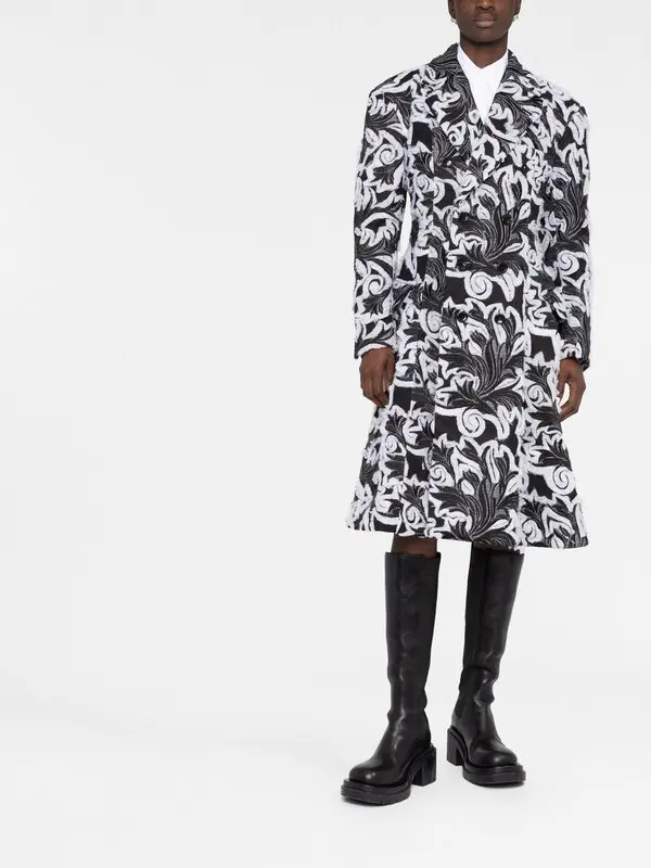 Comme Des Garçons Floral Jacquard Double-breasted Coat