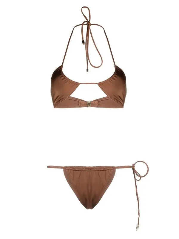 MANOKHI Halterneck Bikini Set - Brown