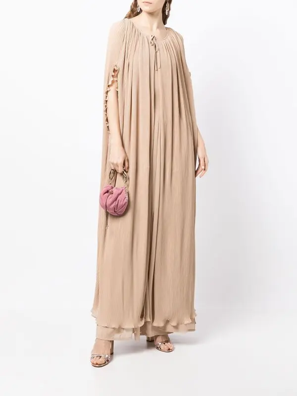 BARUNI Sleeveless Long Dress-cape Set - Brown