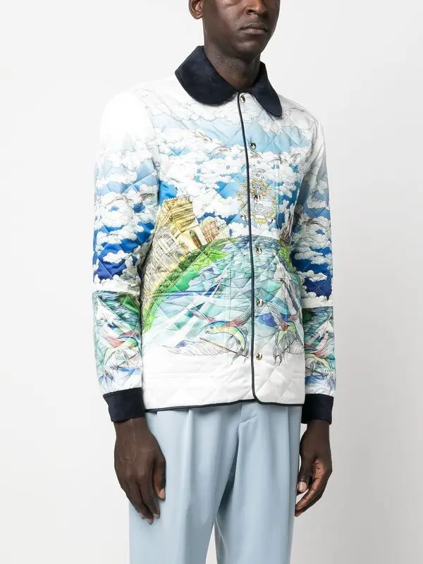 Casablanca Graphic-print Quilted Jacket - White