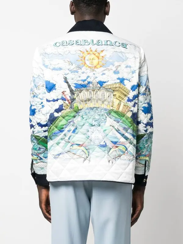 Casablanca Graphic-print Quilted Jacket - White