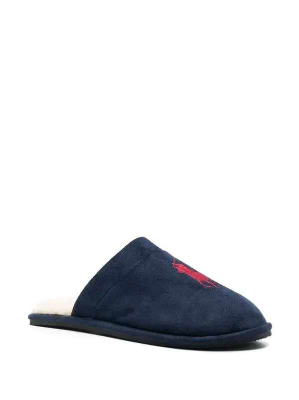 Polo Ralph Lauren Embroidered-logo Slippers - Blue