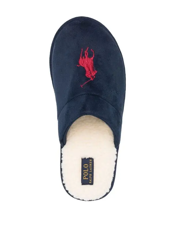 Polo Ralph Lauren Embroidered-logo Slippers - Blue