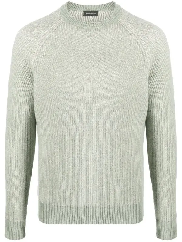 ROBERTO COLLINA Ribbed Knit Crew-neck Jumper - Green