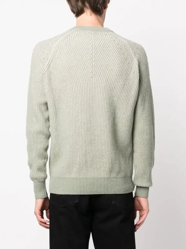 ROBERTO COLLINA Ribbed Knit Crew-neck Jumper - Green
