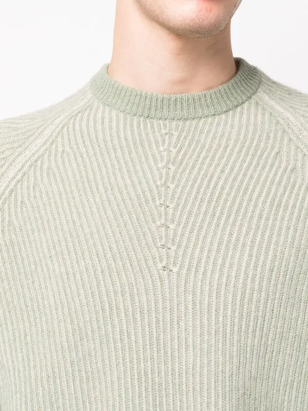 ROBERTO COLLINA Ribbed Knit Crew-neck Jumper - Green