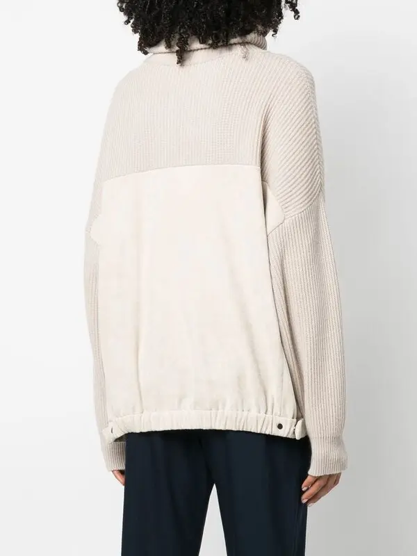 Brunello Cucinelli Panelled Knitted Leather Jumper
