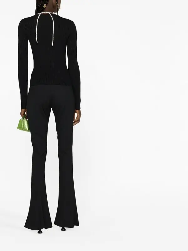 Giuseppe Di Morabito Ribbed-knit Top With Crystal Embellishments - Black