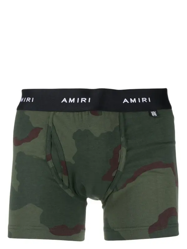 Amiri Logo-waistband Camouflage Boxers - Green