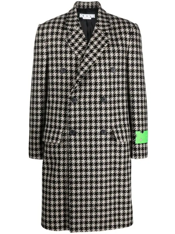 Off-White Houndstooth Double-breasted Coat