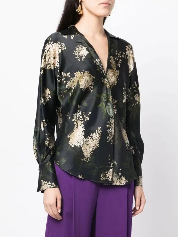 Vince Floral-print Silk Shirt