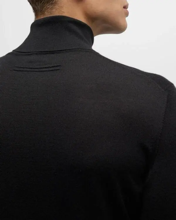 Zegna Cashmere-silk Turtleneck Sweater - Black Solid