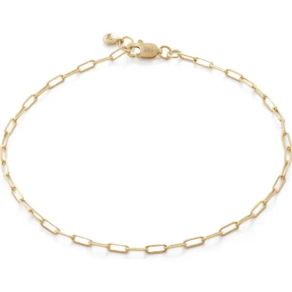 Monica Vinader 14k Gold Paper Clip Chain Bracelet - 14kt Solid Gold