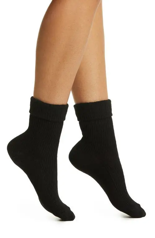 Oroblu Hilda & Cashmere Blend Crew Socks - Black