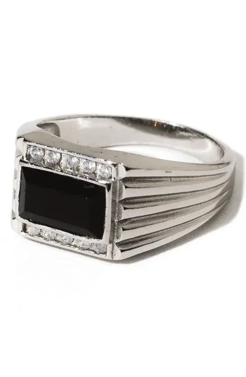 CHILD OF WILD Levi Onyx Cocktail Ring - Silver