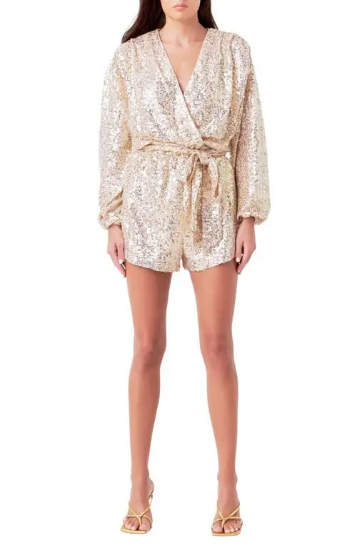 Endless Rose Sequin Romper - Gold