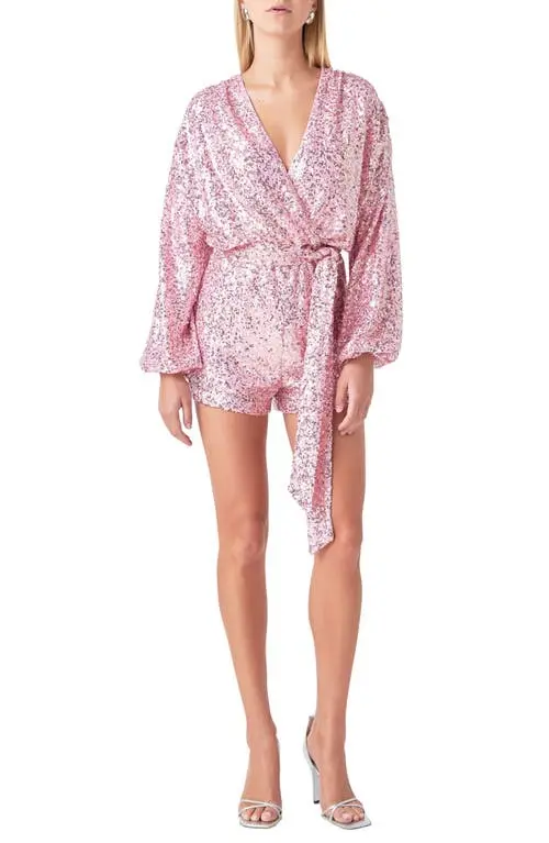 Endless Rose Sequin Romper - Pink
