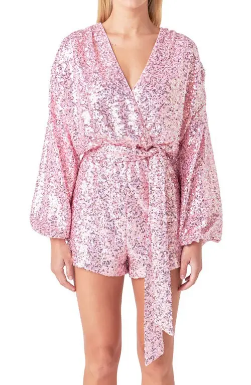 Endless Rose Sequin Romper - Pink