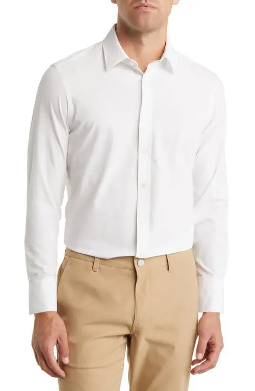 Mizzen+main Leeward Solid Stretch Performance Button-up Shirt - White Solid