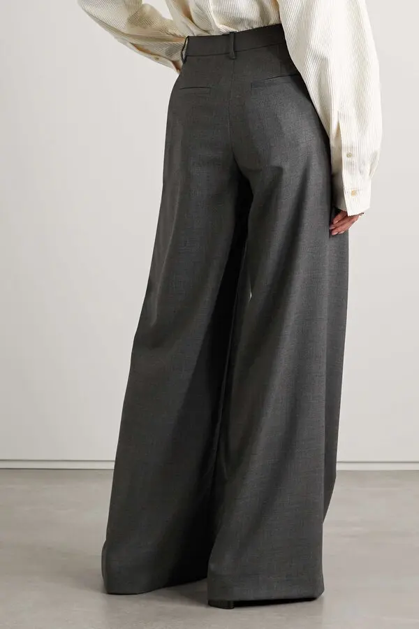 NILI LOTAN Dillon Pleated Wool-twill Wide-leg Pants