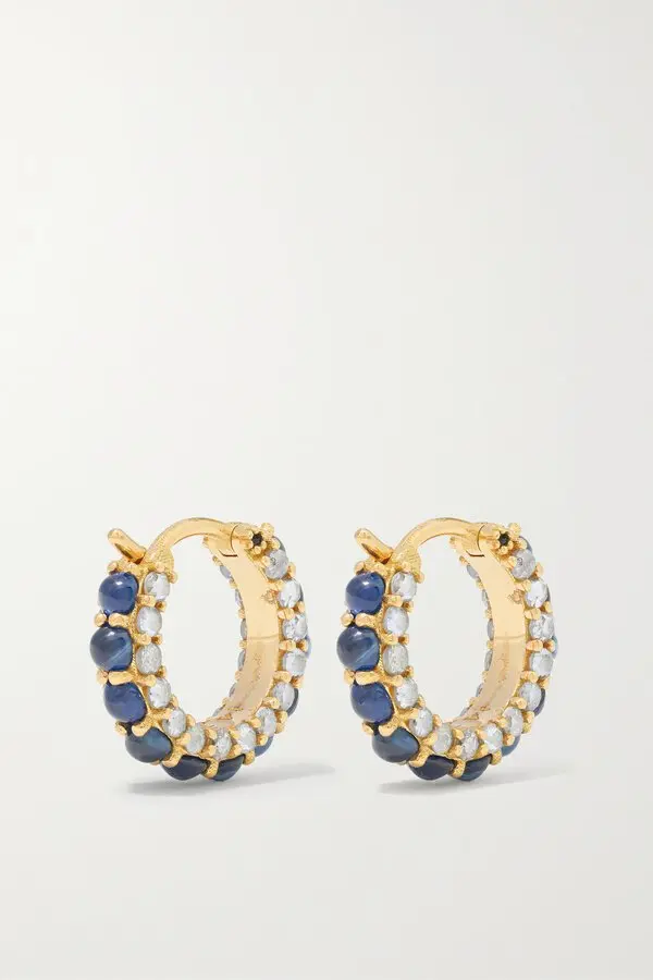 Ileana Makri Streamflow 18-karat Sapphire And Diamond Hoop Earrings - Blue