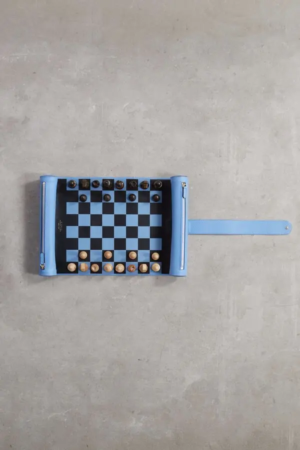 Smythson Panama Textured-leather Chess Roll