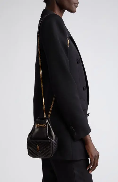 Saint Laurent Mini Joy Matelassé Bucket Bag