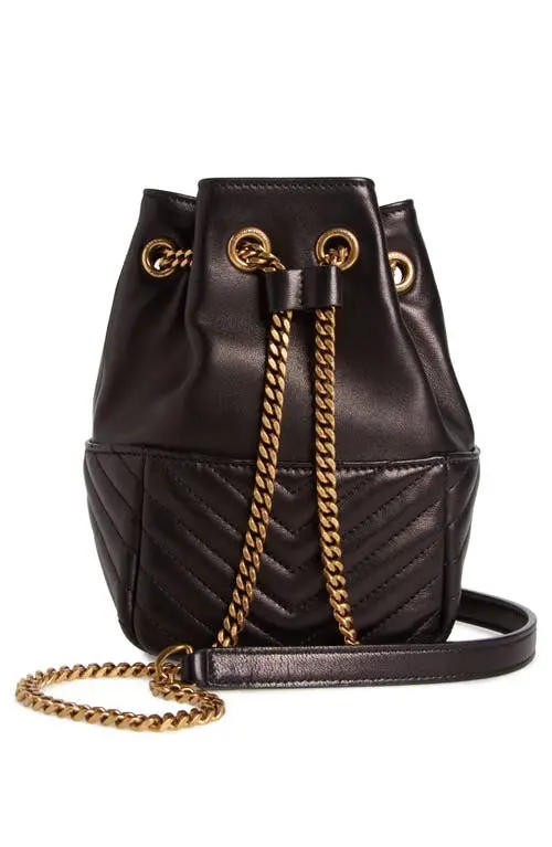 Saint Laurent Mini Joy Matelassé Bucket Bag