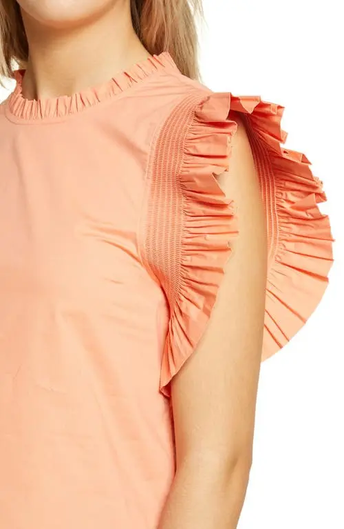 English Factory Ruffle Sleeve Blouse - Coral