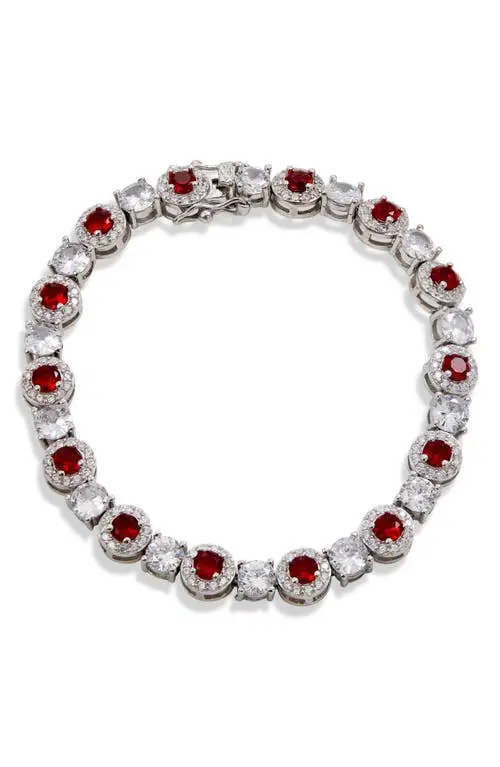 SAVVY CIE JEWELS Cubic Zirconia Tennis Bracelet - Red
