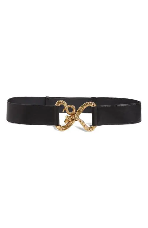 Raina Eden Black Leather Gold Snake Buckle Adjustable Belt RAINA Brown Leather Eden Snake Gold Buckle 2 main image 4