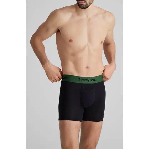 Tommy John Second Skin 4-inch Boxer Briefs - Black/greener Pastures Wb