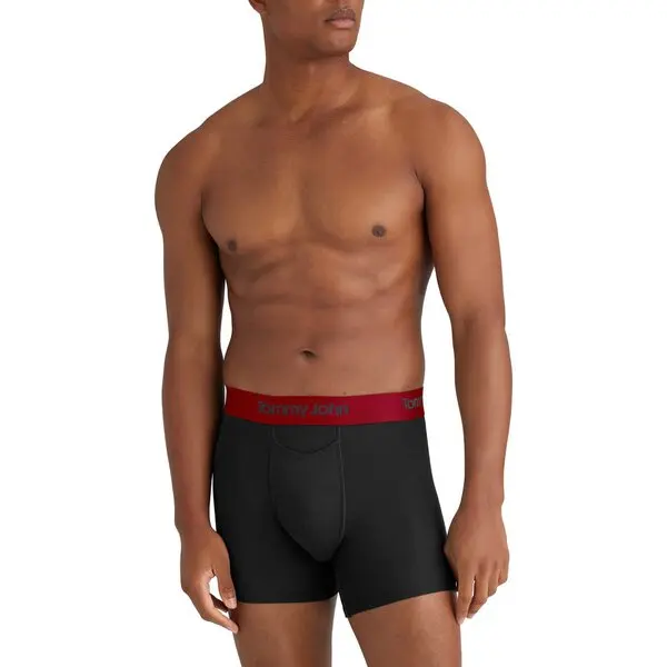 Tommy John Second Skin 4-inch Boxer Briefs - Black/haute Red Wb