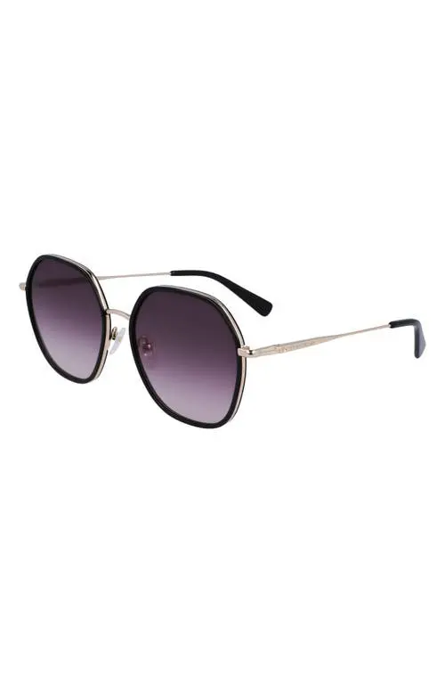 Longchamp Roseau Octagon Sunglasses - Gold/ Black