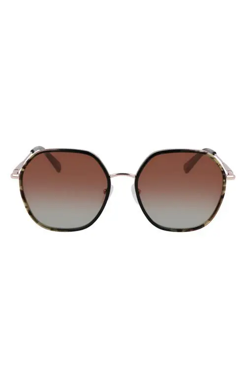 Longchamp Roseau Octagon Sunglasses - Rose Gold/green Camou