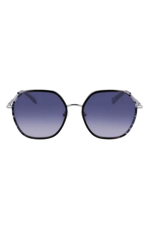 Longchamp Roseau Octagon Sunglasses - Silver/black Camou