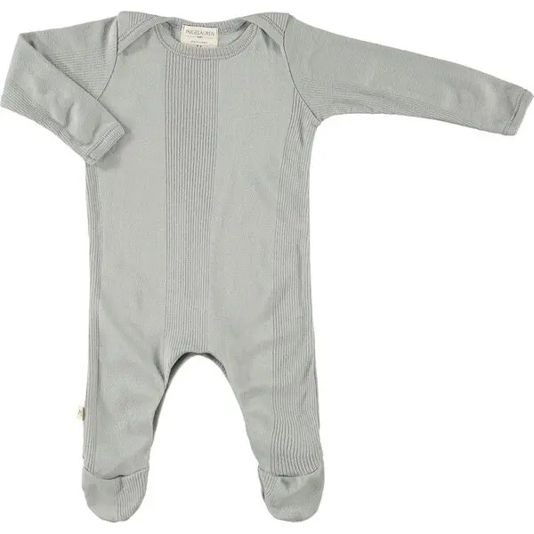 PAIGELAUREN Ribbed Cotton & Modal Footie - Grey