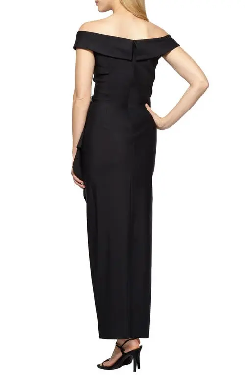 Alex Evenings Off-the-shoulder Side-swept Gown