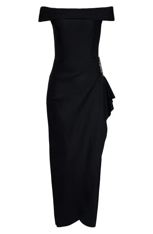 Alex Evenings Off-the-shoulder Side-swept Gown