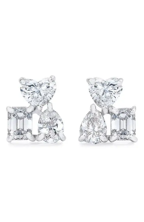 MINDI MOND Diamond Cluster Stud Earrings - 18k Wg